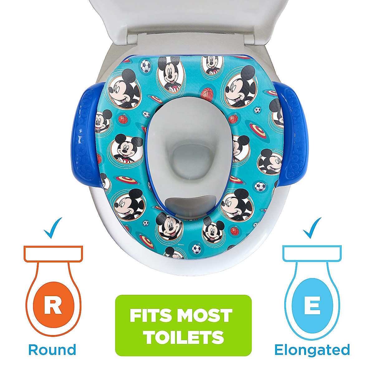Disney Mickey Mouse 2 Piece Sports Essential Potty Training Set - Soft Potty Seat, Step Stool, 15" D x 11" W x 10" H
