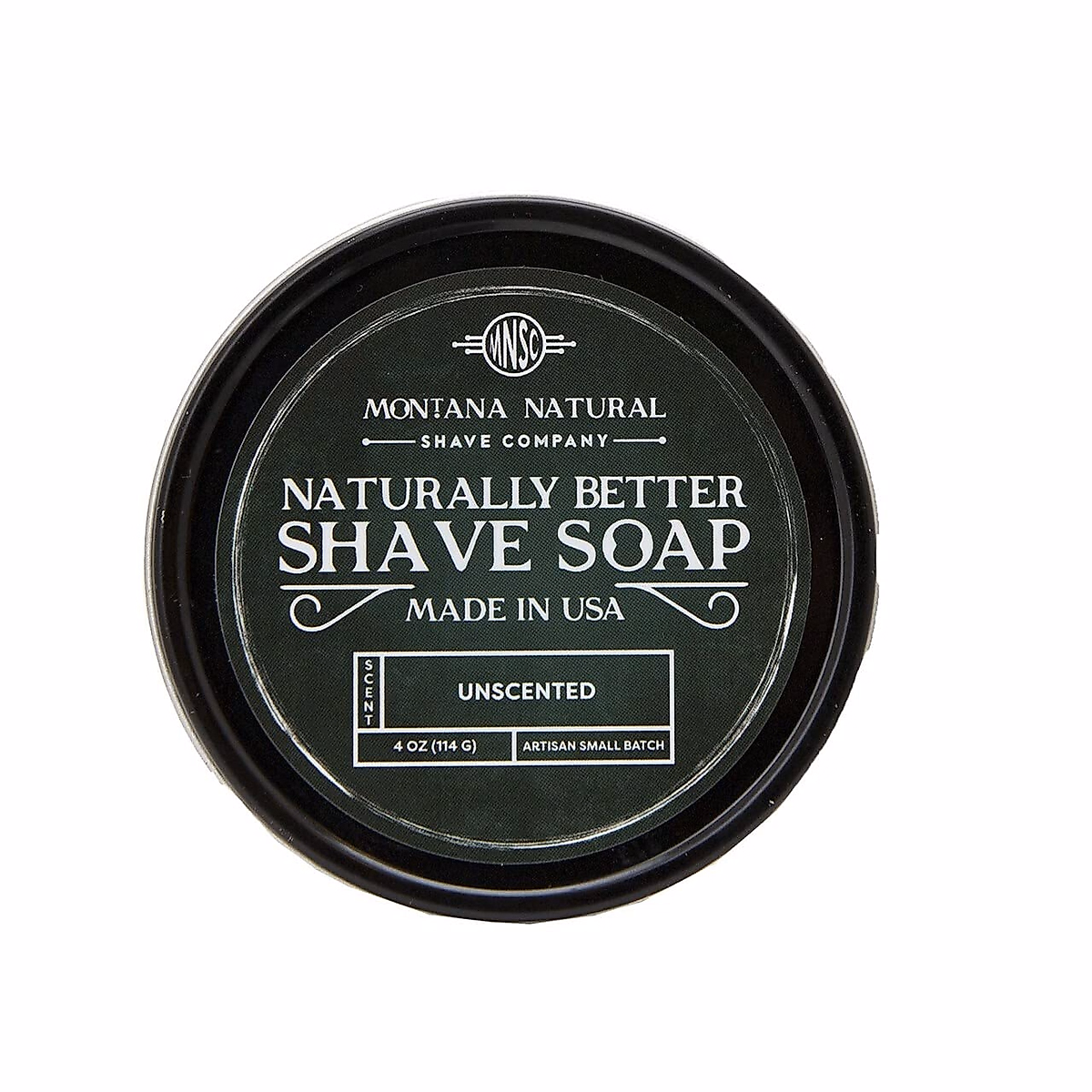 MNSC Unscented Artisan Small Batch Shave Soap for a Naturally Better Shave - Smooth Shave, Hypoallergenic, Prevent Nicks, Cuts, and Razor Burn, Handcrafted in USA, All-Natural, Plant-Derived.