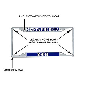 Zeta Phi Beta Sorority Crest Seal Metal License Plate Frame for Front or Back of Car Officially Licensed (Crest LP Frame)