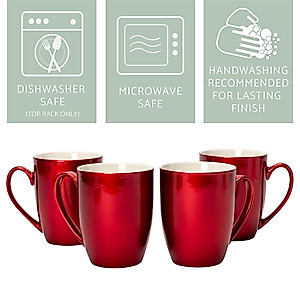 Elanze Designs Cardinal Red Glossy Finish 10 ounce New Bone China Coffee Cup Mugs Set of 4