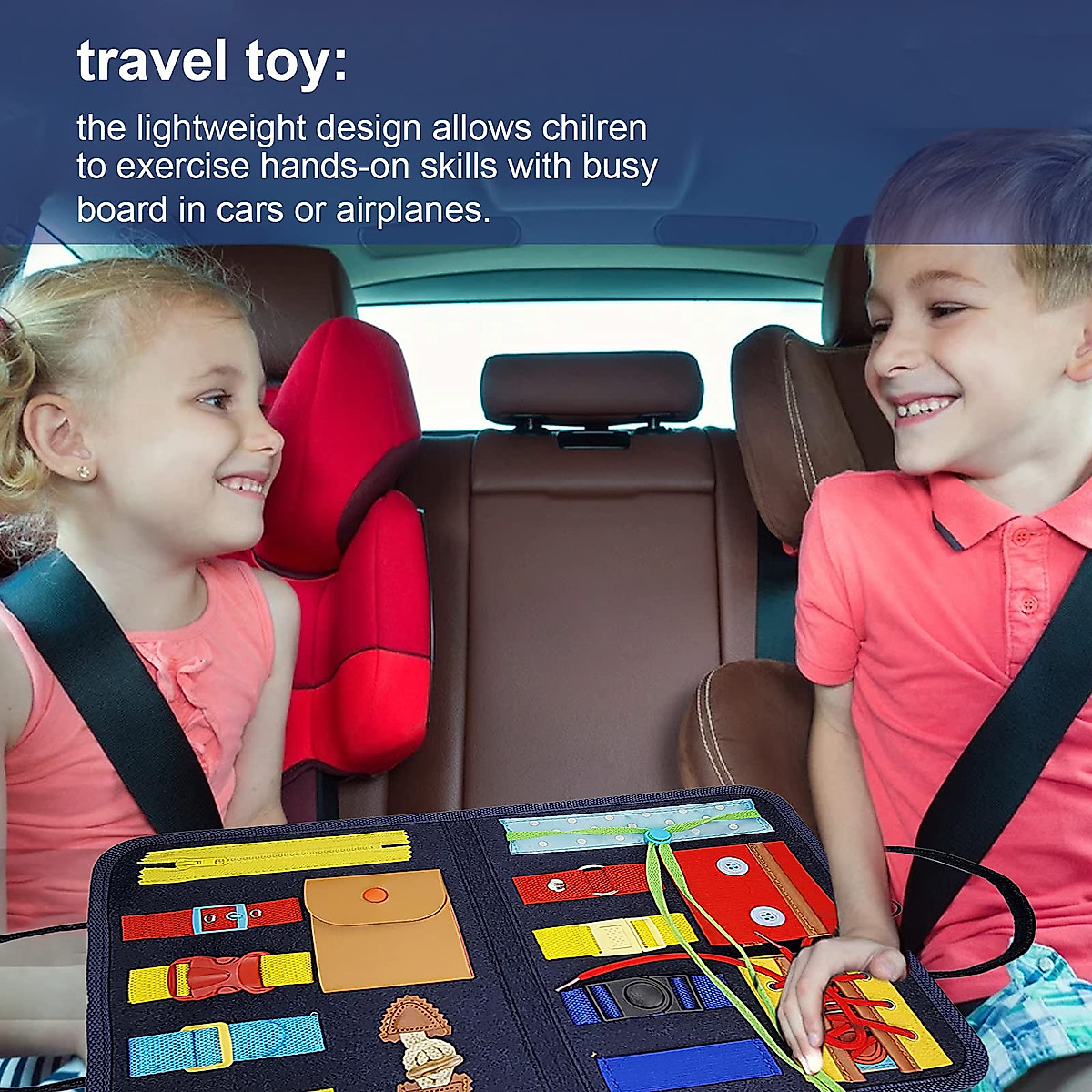 Visen Toddler Busy Board Toys,Preschool Educational Learning Toys,Kids Learn to Dress Buckle Basic Skills,Montessori Toys for Toddlers,Sensory Toys for Toddlers 1-6 Year Old Boys/Girls Gift