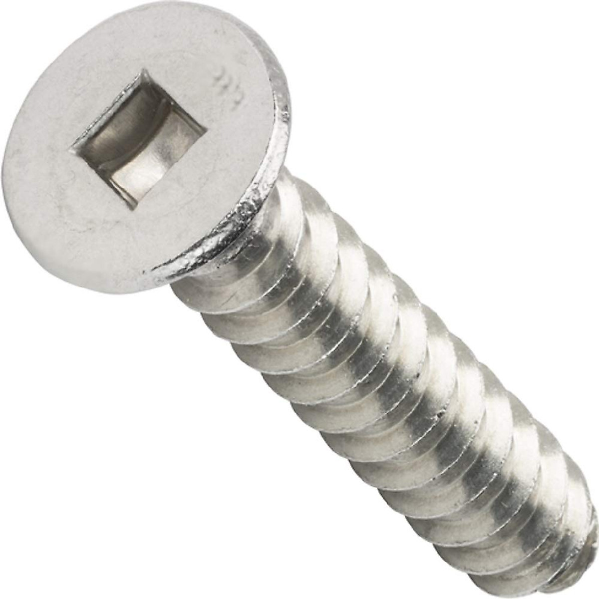 Self-Tapping #10 x 1-1/2" Flat Head Deck or Sheet Metal Screws Square Drive, Stainless Steel 18-8, Full Thread, Bright Finish (100)
