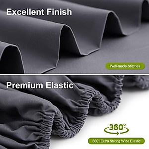 Ivellow Deep Pocket King Sheets, Rayon Derived from Bamboo, Extra Deep Pocket up to 18"-24", Hotel Luxury Cooling Sheets for King Size Bed, Silky Soft, Smooth, Breathable Bed Sheets Grey