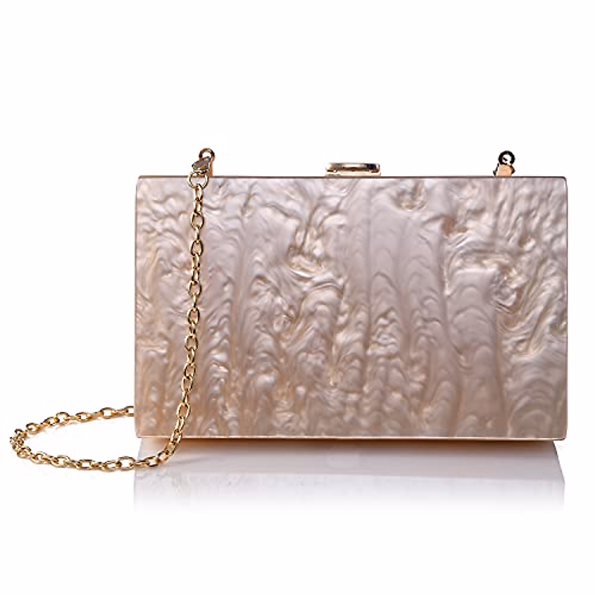 Women Acrylic Clutch Bag for Evening Party Crossbody Shoulder Bag for Special Event with Modern Classic Style Bag (Champagne)
