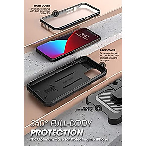 SUPCASE Unicorn Beetle Pro Series Case for iPhone 12 Pro Max (2020 Release) 6.7 Inch, Built-in Screen Protector Full-Body Rugged Holster Case(Black)