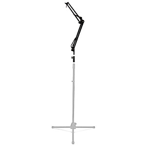 Knox Gear Boom Arm Microphone Stand for Podcasts, Studio Recording, Radio Broadcast, and Gaming, Microphone Desk Stand with 360-degree Rotation, Black Microphone Stand with 5/8-inch Screw Adapter
