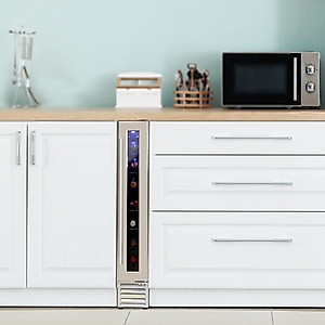 Koolatron 7 Bottle Slim 6-Inch Wine Cooler Refrigerator Built In Under Counter Wine Fridge with Digital Touch Controls Front Venting Design Stainless Steel Door Frame for Home or Office