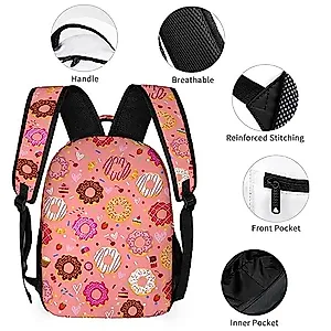 oallpu 3PCS Colorful Donut Backpack, Casual Lightweight Laptop Bag, Cartoon Shoulders Backpack Cute Daypack with Multiple Pockets(Colorful Donut)