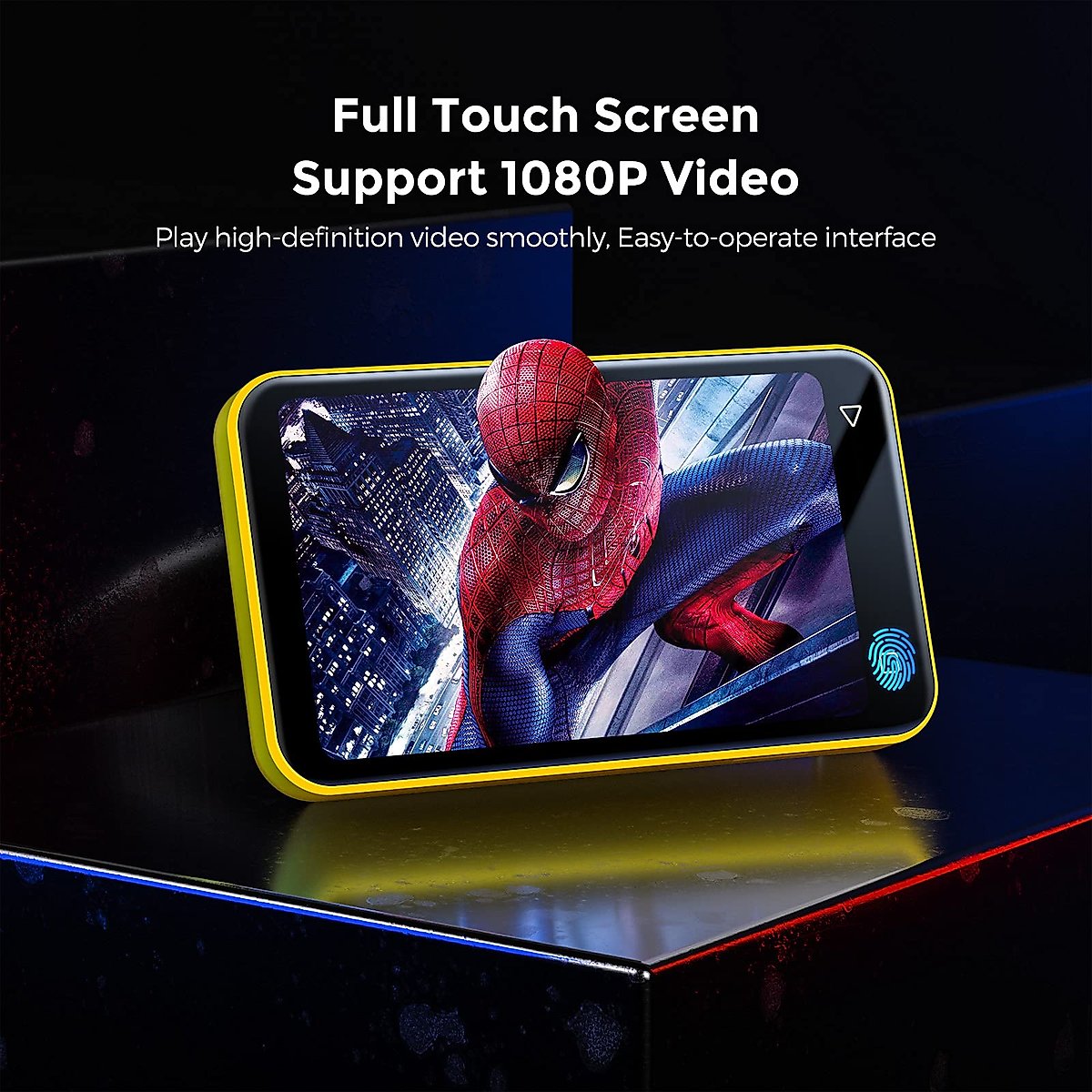 TIMMKOO 72GB MP3 Player with Bluetooth, 4.0" Full Touchscreen Mp4 Mp3 Player with Speaker, Portable HiFi Sound MP3 Player with Bluetooth, Voice Recorder, E-Book, Supports up to 512GB TF Card (Yellow)