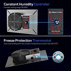 Abestorm 540CFM IP-55 Rated Crawlspace Ventilation Fan with Humidistat & Thermostat, 8.7inch Basement Vent Fans with Isolation Mesh, Ventilator Fan for Crawl Space Basement Garage Attic Grow Tent