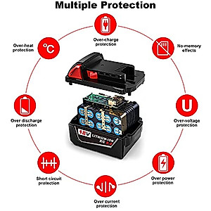 S SKSTYLE 5.0Ah Battery for Milwaukee M18 48-11-1850 2 Pack Lithium-Ion 18V Battery 48-11-1852