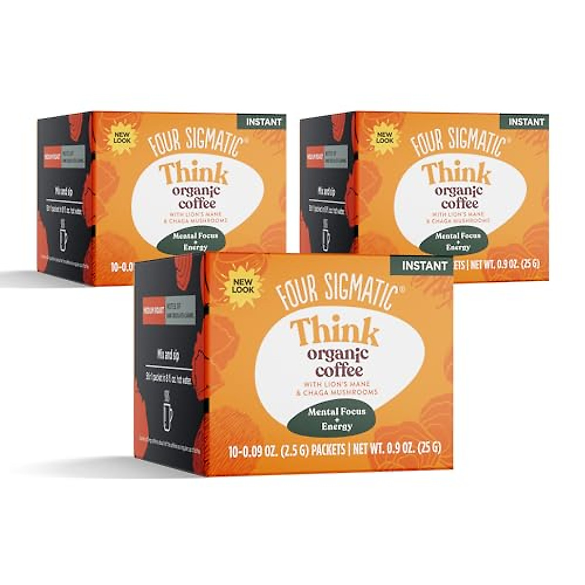 Four Sigmatic Mushroom Mix Coffee Lion's Mane | Think | Pack of 3 (30 Packets Total)