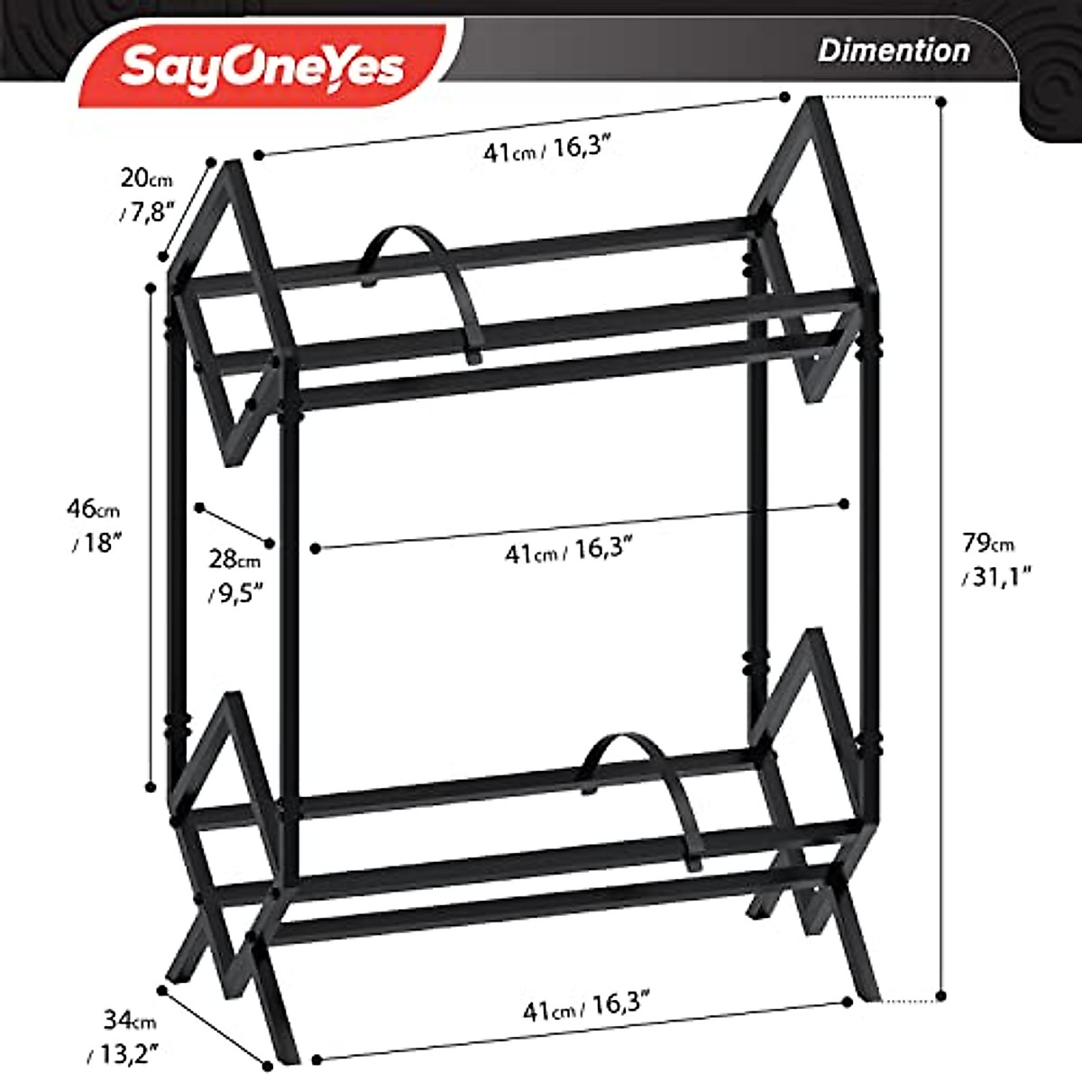 SAYONEYES Vinyl Record Storage – Mate Black Vinyl Record Holder 160 to 200 LP Capacity - Durable Metal Two Tier Record Holder for Albums, Books, Magazine and Office Files
