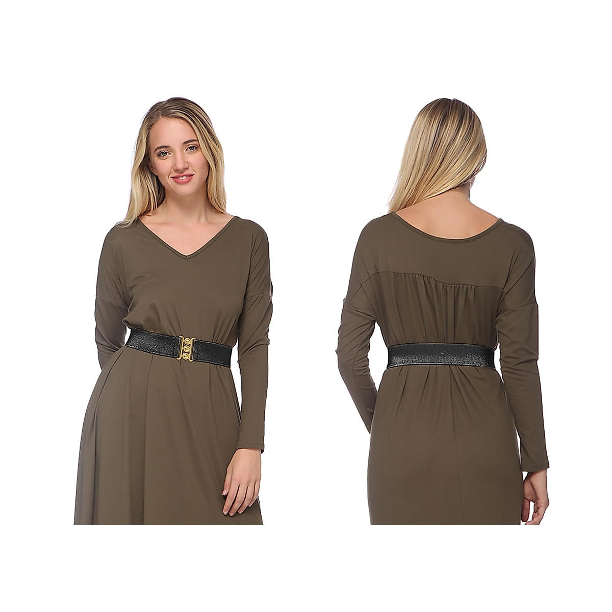 Anna-Kaci Women's Sparkly Glitter Waistband Wide Stretch Elastic Belt Wedding Sashes Bling Elegant Accessory, Shiny Black, One Size