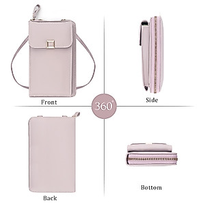 Ndsox Small Crossbody Bag Cell Phone Purse for Women, PU Leather Mini Messenger Shoulder Handbag Wallet with Credit Card Slots for Travel Vacation Daily, Light Purple