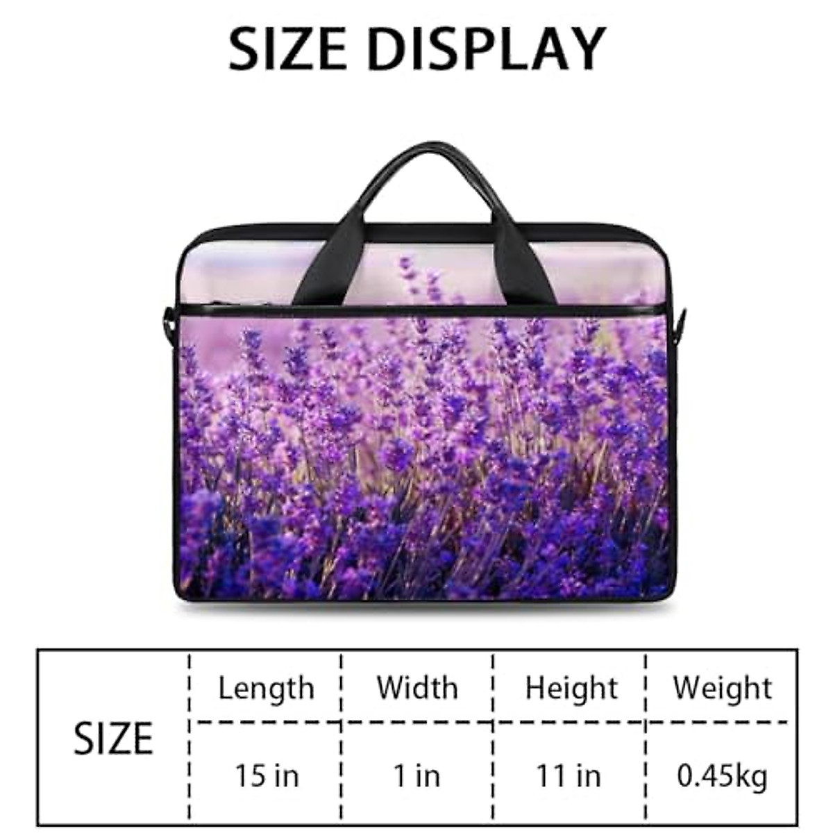 Lavender Laptop Computer Bag Waterproof Shoulder Messenger Bag 13-15 inch Durable Laptop Tote Bag with Shoulder Strap Handle Lightweight Crossbody Briefcase