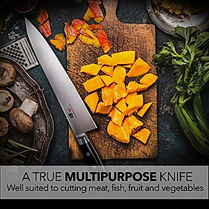 JCK ORIGINAL Kagayaki Japanese Chef’s Knife, KG-5ES Professional Gyuto Knife, VG-1 High Carbon Japanese Stainless Steel Pro Kitchen Knife with Ergonomic Pakka Wood Handle, 7 inch