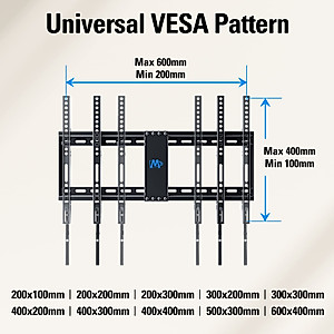 Mounting Dream TV Mount for Most 37-70 Inch TV, Universal Tilt TV Wall Mount Fit 16", 18", 24" Stud with Loading Capacity 132lbs, Max Vesa 600 x 400mm, Low Profile Flat Wall Mount Bracket