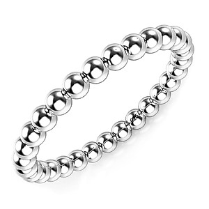 Metal Factory Sz 6 Sterling Silver 2MM Eternity Bead Wedding Band Ring