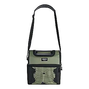 Igloo 16-Can Dual Compartment Insulated Gripper Lunch Bag,Green