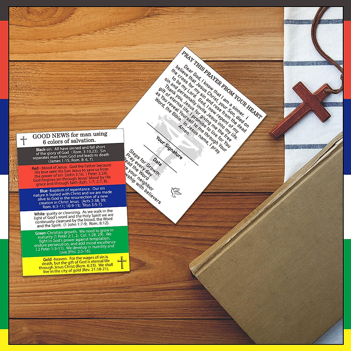 Zhanmai 200 Pcs Bulk Plan of Salvation Cards Gospel Tracts Pocket Holy Postcards Prayer Cards Christian Inspirational Bible Verses Wallet Planner Bookmark for Men Women Teens Ministering Tool