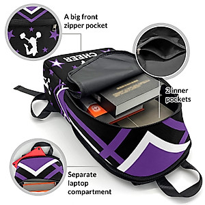 Yeshop Cheerleader Cheer Purple 1 Personalized Backpack for Teen Boys Girls,Custom Travel Backpack Bookbag Casual Bag Name Gift