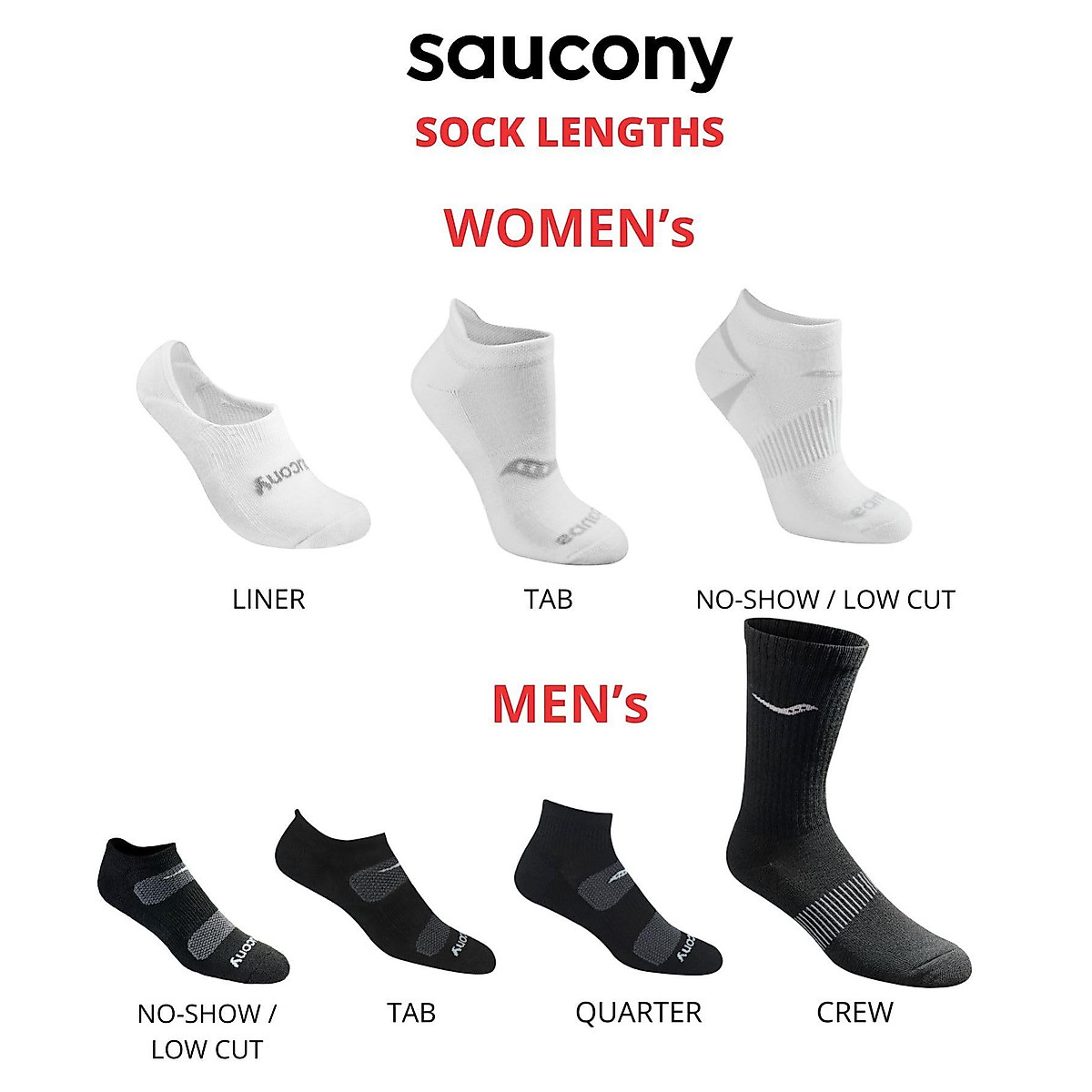 Saucony Women's RunDry Performance Heel Tab Athletic Socks, Available in S-L (8, 16, 24, Assorted Darks (8 Pairs), Large