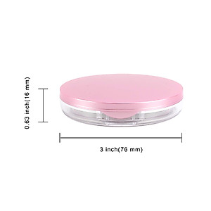 longway Loose Powder Compact Container Empty Portable Plastic DIY Makeup Powder Case, 5g Slim Powder Box with Powder Puff,Mirror and Elasticated Net Sifter (2pcs,pink+sliver)