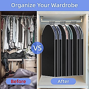 TOSHISON Hanging Garment Bags, 5 Pcs Suit Bag with 6.3" Gusset, Garment Bags for Storage, Garment Bags for Hanging Clothes, Suit Bags for Closet Storage, Suit Cover for Clothes