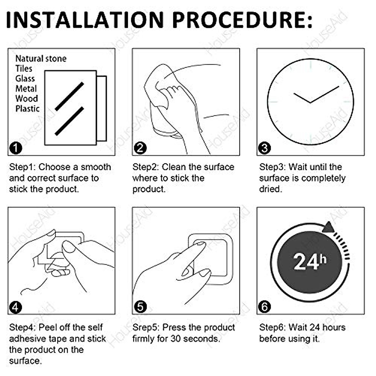 HouseAid 5-Piece Self Adhesive Towel Holder Set for Bathroom, Adhesive Bathroom Hardware Accessories Including Towel Ring, Toilet Paper Holder, 18” Towel Bar and 2 Towel Hooks, Brushed Nickel