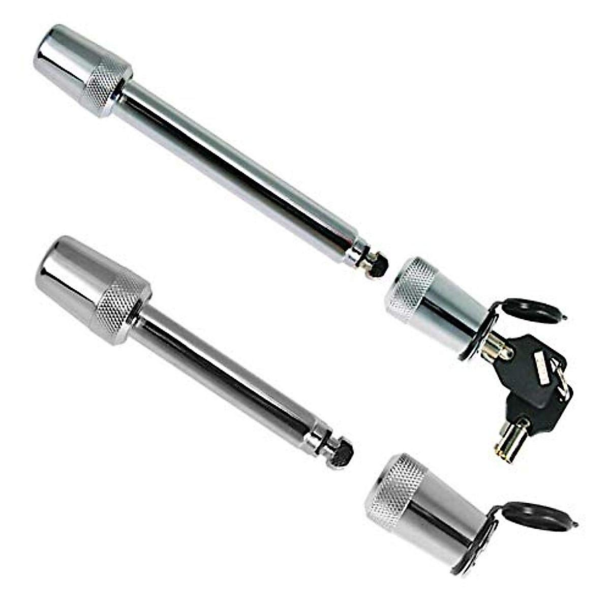 Trimax TH43 4-3/8" and 2-3/4" Keyed Alike Receiver Pin Lock Set, Chrome