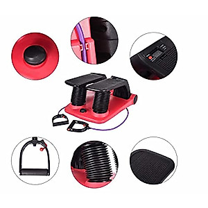 E-Found Stepper Climber Fitness Machine, Air Stair Climber Stepper Machine, Cardio Training Step Climber Machine Adjustable Fitness Exercise Machine Resistance Bands, Comfortable Foot Pedals