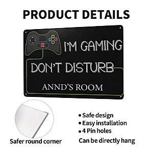 YILMEN I'm Gaming Don't Disturb Personalized Custom Game Room Sign Kids Boys Bedroom Decorative Nameplate Accessories Humorous Warning Words Door Sign Hanging Creative Gift