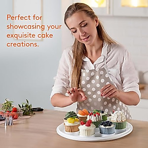 Lifewit Cake Carrier with Lid and Handle, Two Sided Cupcake Carrier Holder for 10” Cake or 9 Standard-Sized Cupcakes, Plastic Round Cake Transport Storage Container Stand for Pies and Cookies, White