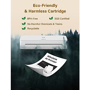 iDPRT Wireless Printer, Future999 Portable Printer w/One-Piece Easy-to-Load Cartridge, Compact Design, Wired & Wireless Connection, Harmless Material, 300DPI HD Printing, Printer for Home Use, Office