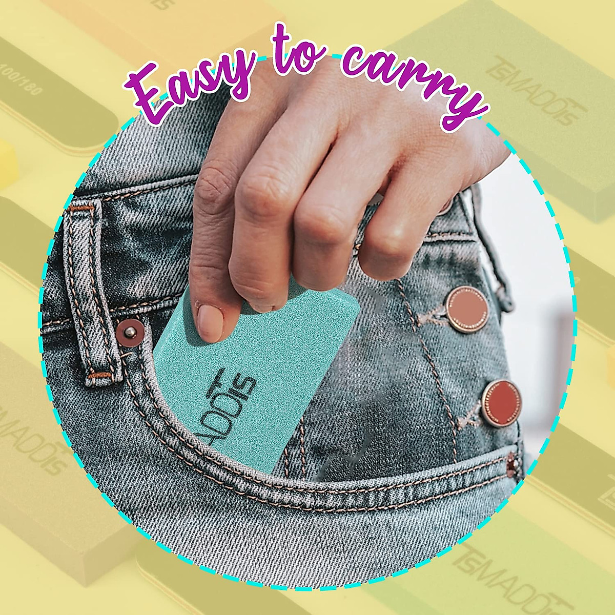 TsMADDTs Nail Files and Buffers Set with 6PCS Rectangular Buffers and 6PCS Black 100 180 Grit Files, Professional Nail Care Tools Kit for Women and Girls