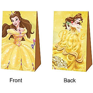 12 Pieces Beauty and the Beast Gift Bags Beauty Princess Party Favors Gift Bags Beauty Beast Princess Themed Candy Bags for Girls Baby Shower Decorations