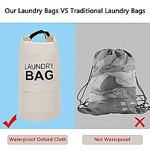Cutyoung Laundry Bags, Heavy Duty Large Laundry Bag, Big Laundry Hamper Bag, Hanging Laundry Basket, Collapsible Laundry Baskets(Beige, 70L)