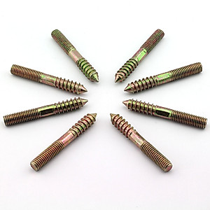 RuiLing 8 Pack M10 Hanger Bolts Double Headed Bolts Self-Tapping Screw M10 Length 3 Inch Hanger Bolts for Furniture