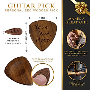 The Wedding Party Store, Custom Personalized Wood Guitar Pick Customized with Any Message or Text (Walnut)