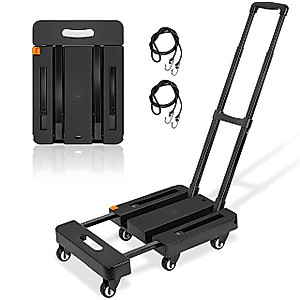 ITHWIU 500 LB Heavy Duty Folding Hand Truck with 6 Wheels Solid Construction Compact and Utility Luggage Cart for Luggage/Personal/Shopping/Auto/Moving & Office Use – Stretchable, Black