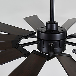 72 Inch 12 Blades Indoor Ceiling Fan with Light and Remote, Reversible DC Silent Motor, 110V ETL Listed for Living Room, Dining Room, Bedroom, Basement, Kitchen, Black