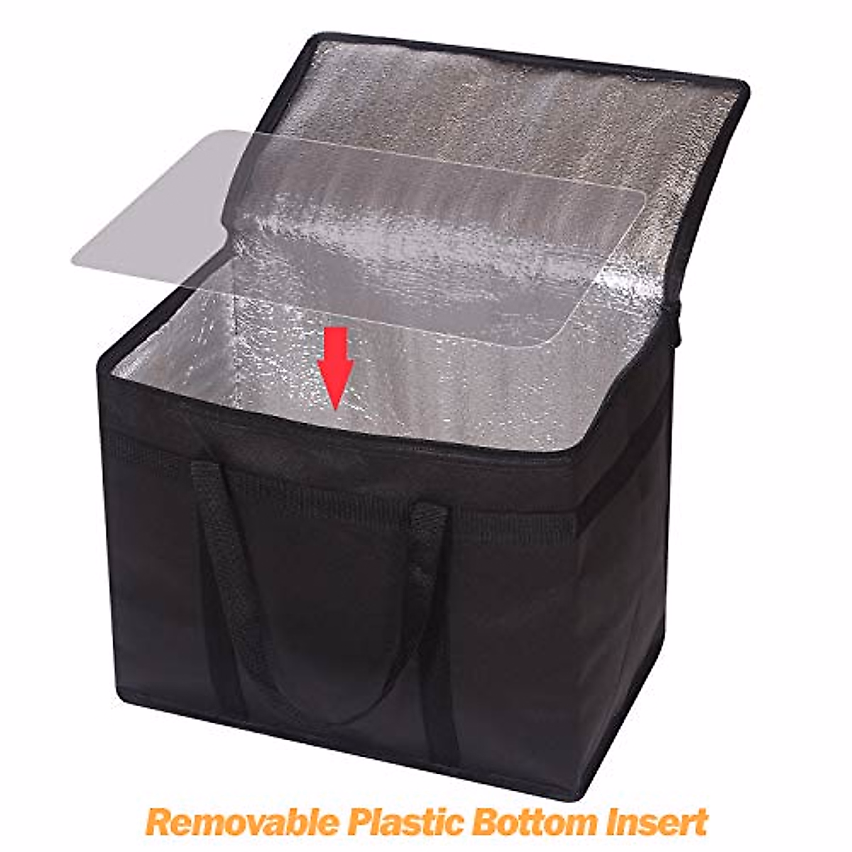 4 Pack XL Insulated Reusable Grocery Bags with Sturdy Zipper Reinforced Bottom & Handles, Foldable Washable Heavy Duty Cooler Totes for Hot or Cold Food Delivery, Groceries, Travel, Shopping