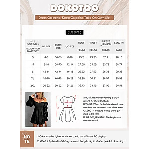 Dokotoo Women Cute Summer Spring 2025 Sexy Off The Shoulder Square V Neck Long Sleeve Babydoll Mini Short Dress Ruffle Smocked Easter A-Line Short Birthday Dresses for Women Casual 2024 Blue Small
