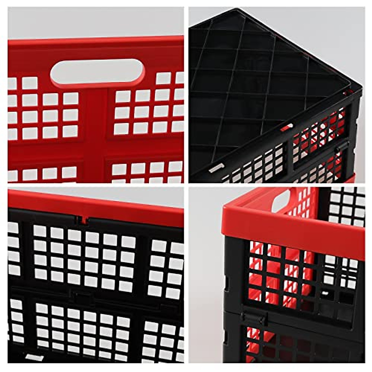 Gloreen 35 Quart Folding Crate Basket, Collapsible Storage Milk Crates, 3 Packs