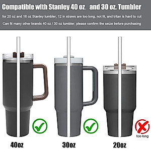ALINK 8 Pack Replacement Glass Straws for Stanley 40 oz 30 oz Tumbler, 12 in Long Reusable Clear Straws for Stanley Cup Accessories, Half Gallon Jug, Plus 2 Cleaning Brush