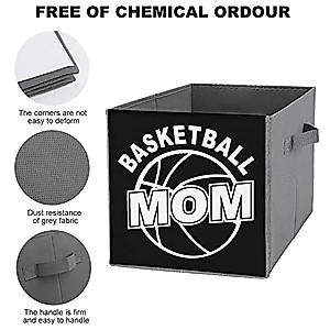 Basketball Mom Collapsible Storage Bins Basics Folding Fabric Storage Cubes Organizer Boxes with Handles