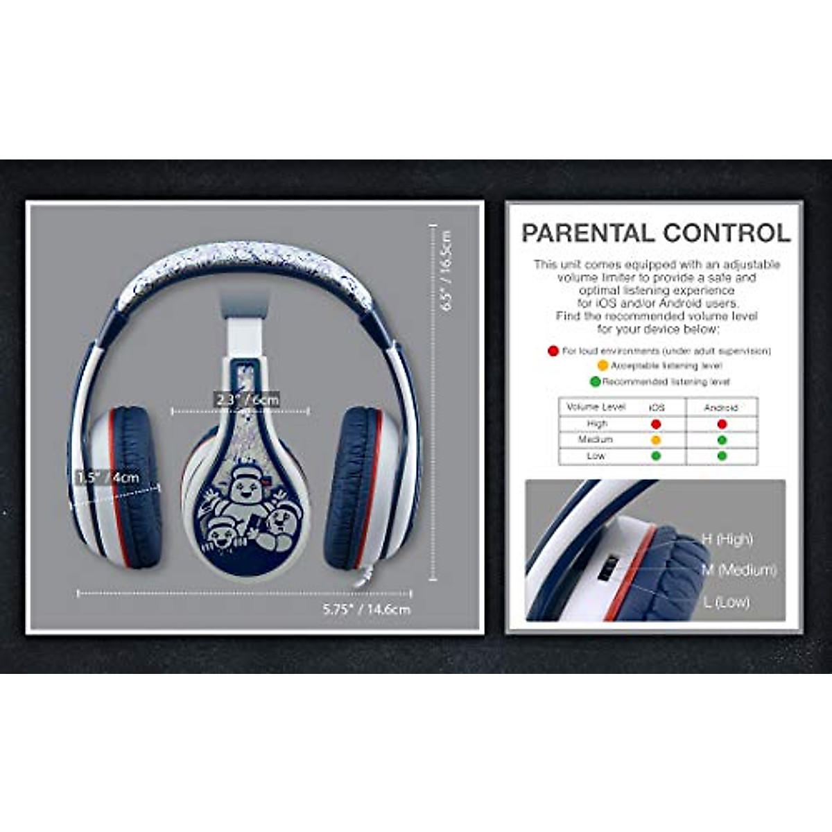 eKids Ghostbusters Kids Headphones, Adjustable Headband, Stereo Sound, 3.5Mm Jack, Wired Headphones for Kids, Tangle-Free, Volume Control, for Fans of Ghostbusters Merchandise