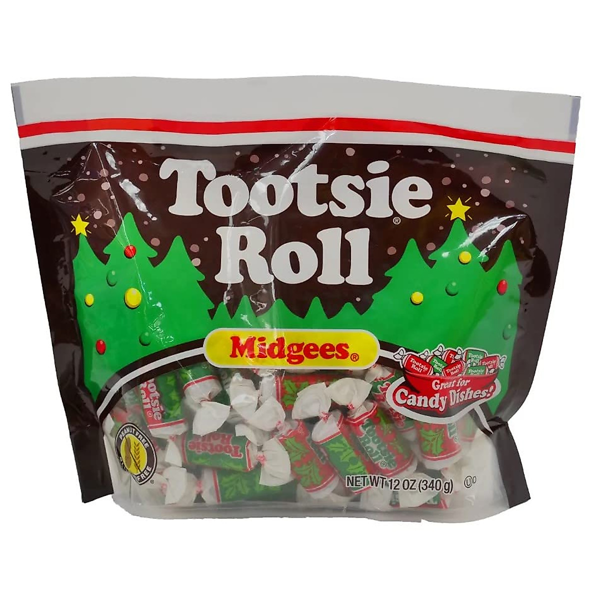 Tootsie Roll Christmas Chocolate and Vanilla Flavored Midgees, Pack of 2 12oz Bags