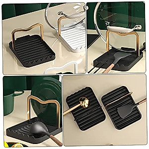 Zerodeko Spoon Stand for Kitchen Ladell Spoons lid and Spoon Rest Pan Cover Stand Pot lid Rack Stove Coffee Spoon Rest Pan Cover Rest Pot lid Storage Space Aluminum Chopstick Rest Household
